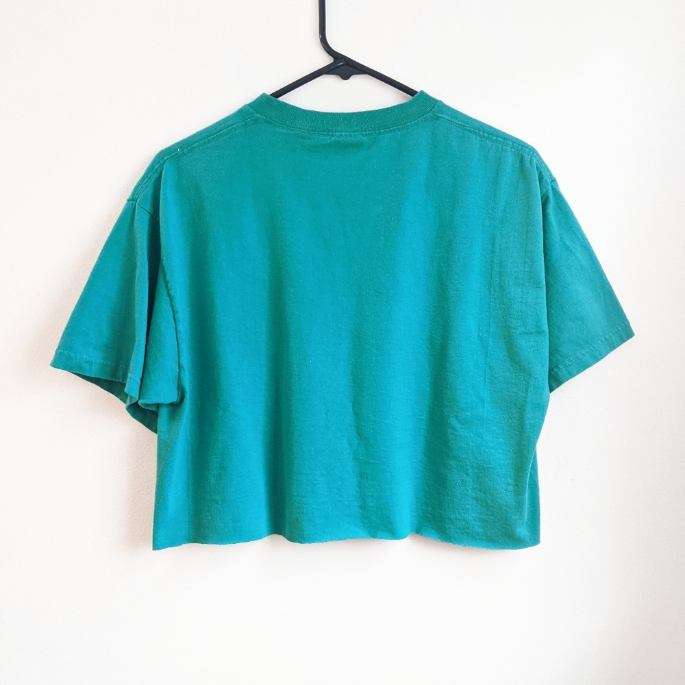 2000s Teal Cheerleaders Oversized Cropped Tee - Gem